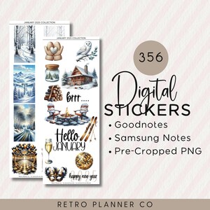 JANUARY DIGITAL STICKERS Noteful Goodnotes Samsung Notes Png New Year ...
