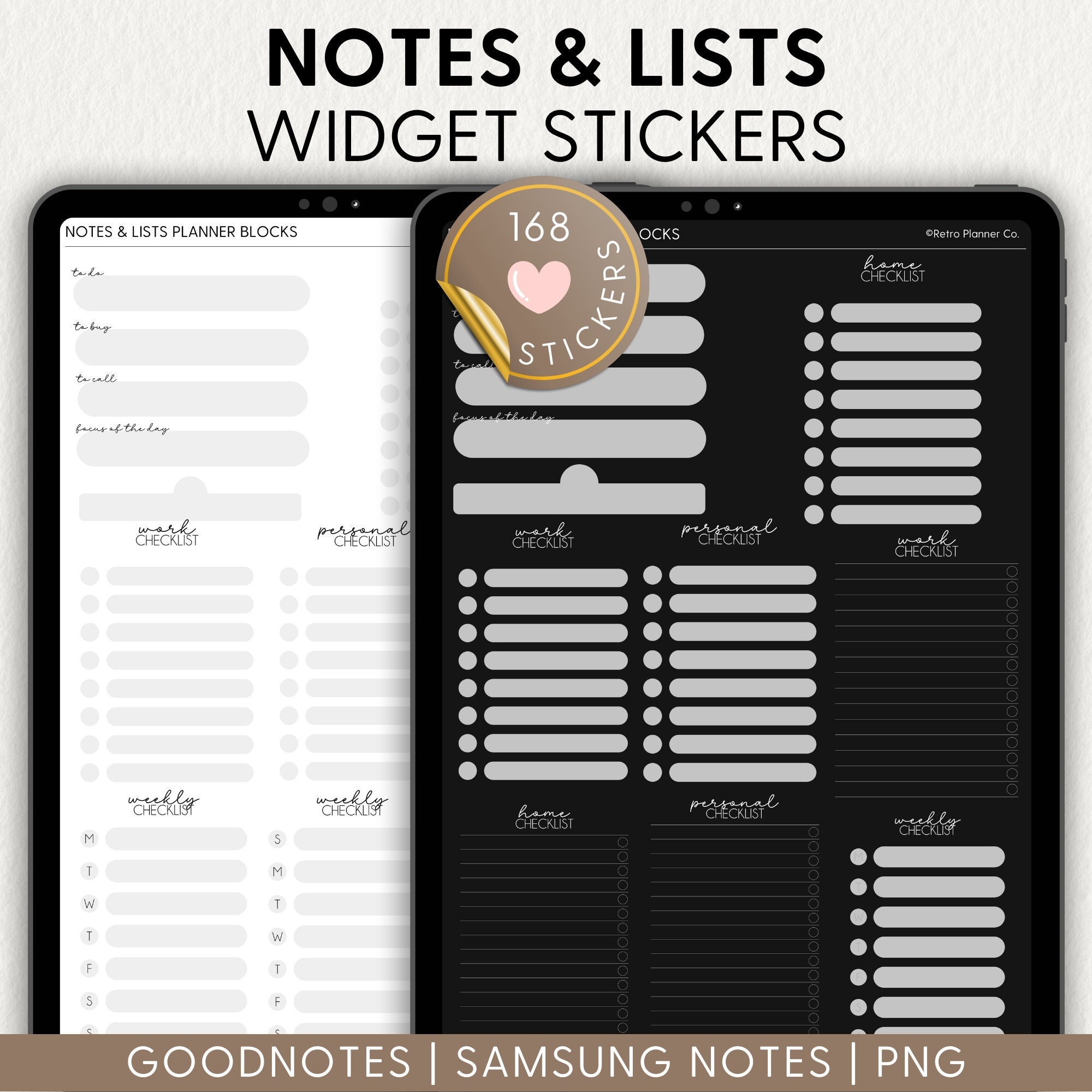NOTES and LISTS WIDGETS Goodnotes Noteful Samsung Notes iPad Android ...