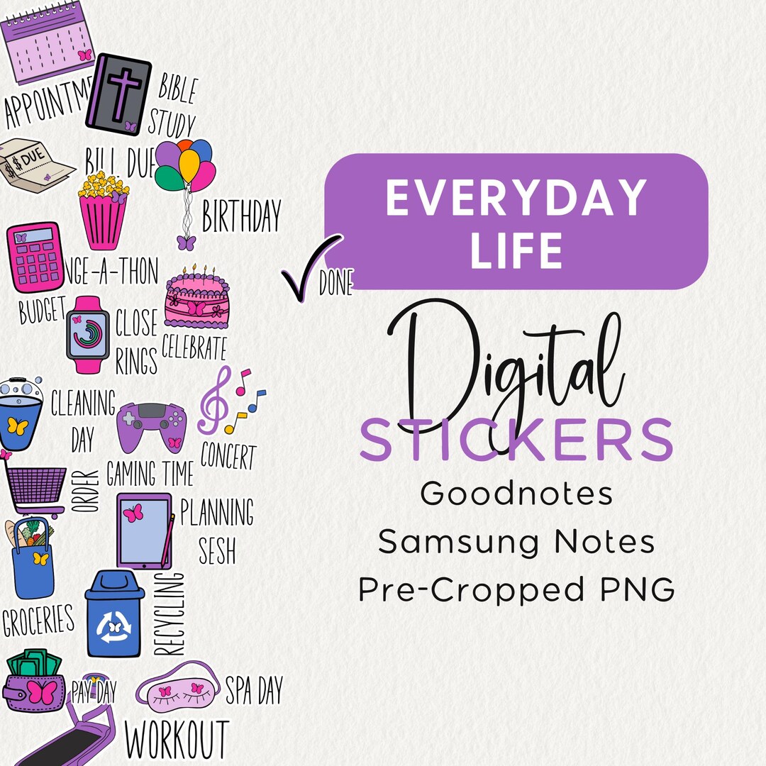 EVERYDAY LIFE Digital STICKERS, Mom Life, Basic Chores, Icons, Ipad ...