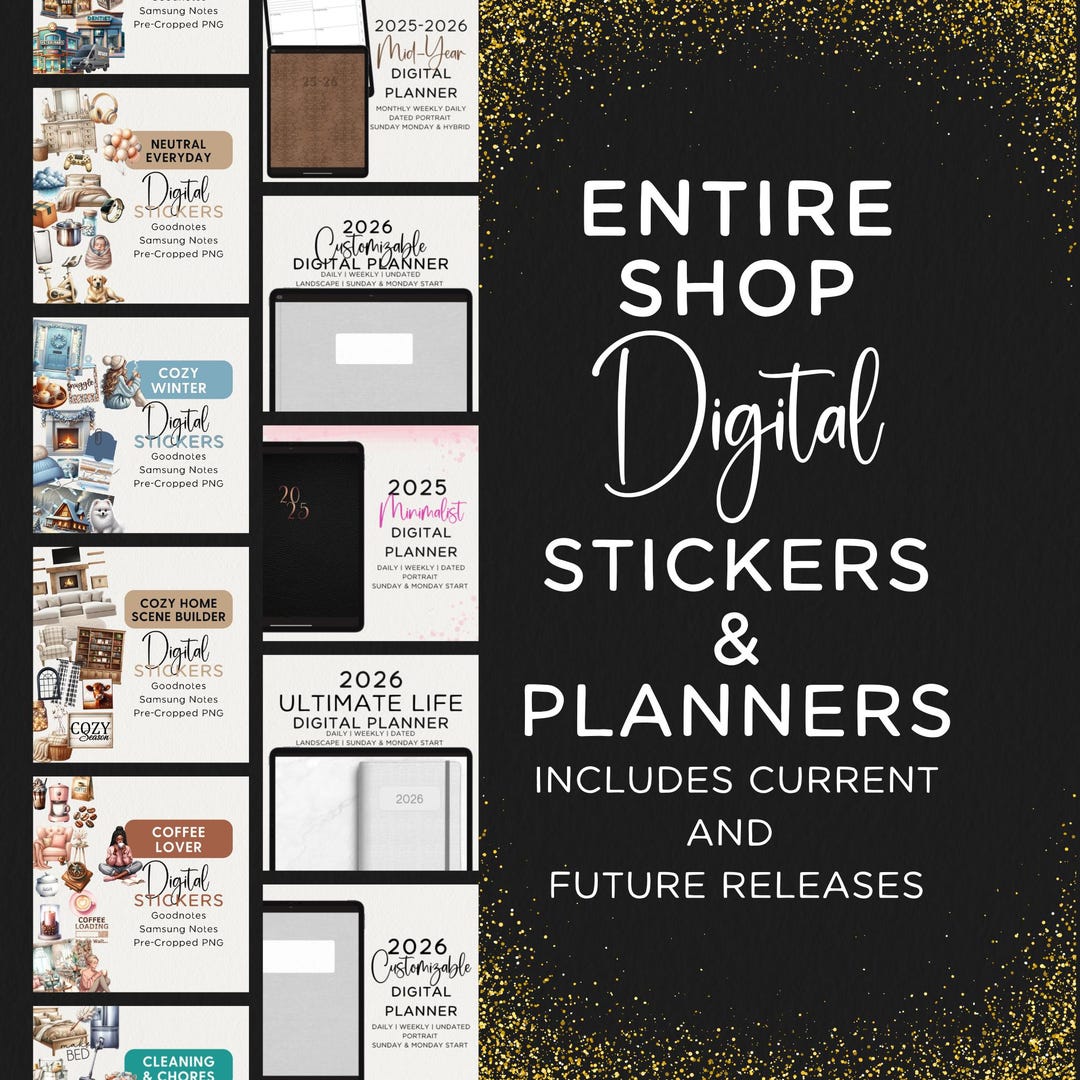 Digital Stickers Planner Bundle Goodnotes Noteful Samsung Notes 2026 ...