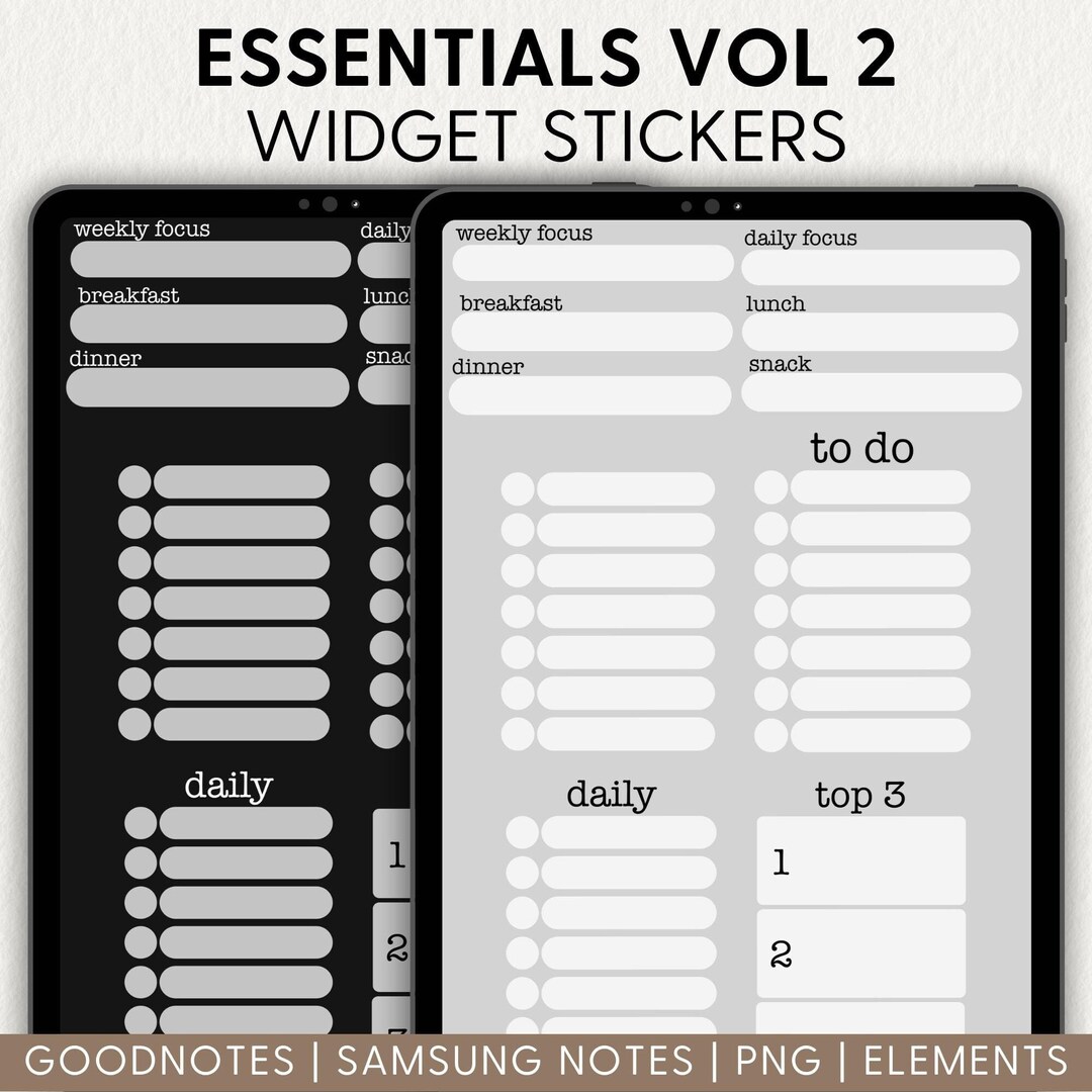 ESSENTIAL WIDGETS VOL 2, Digital Planner Stickers Goodnotes Noteful ...
