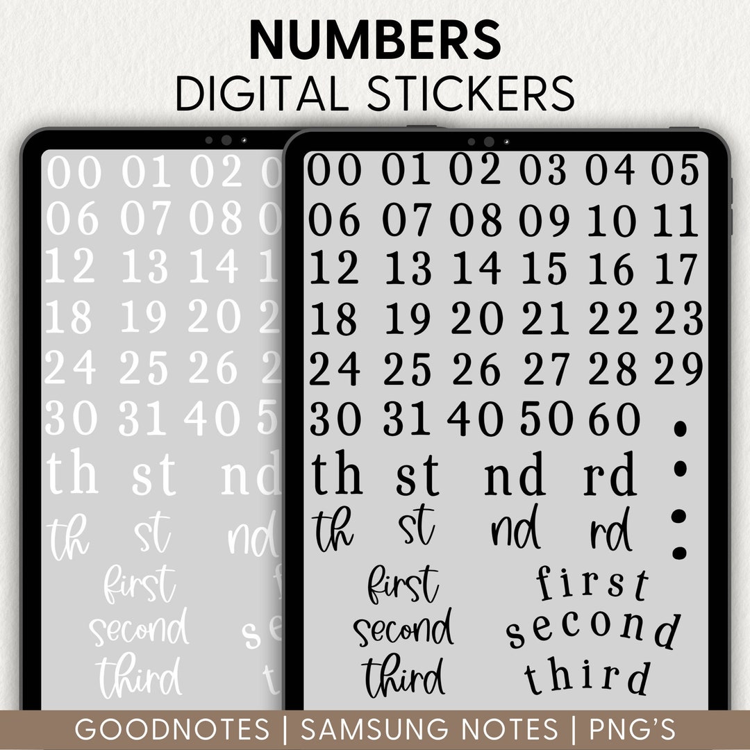 NUMBERS Digital Planner Stickers Vol 1, Goodnotes Noteful Samsung Notes ...