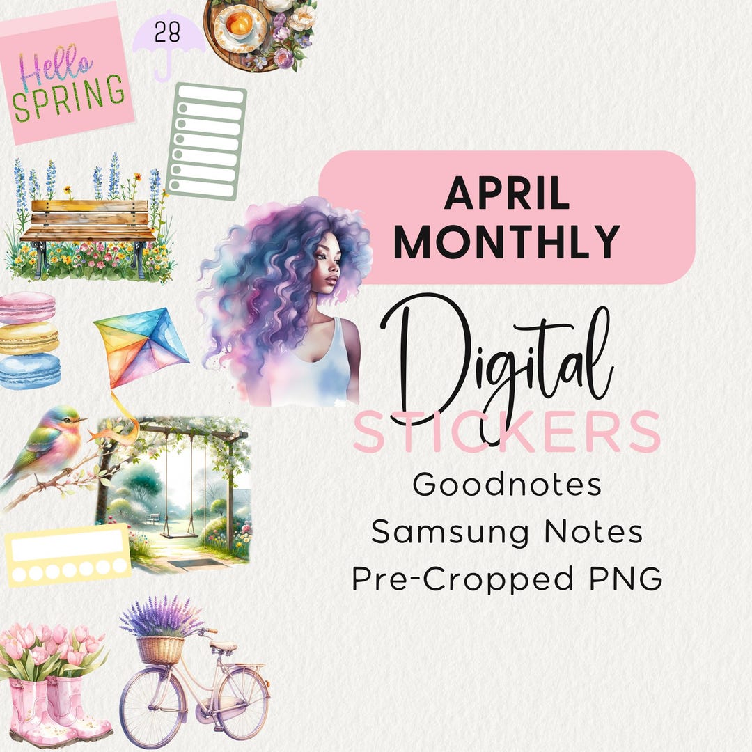 APRIL Digital Planner Stickers Goodnotes Noteful Samsung Notes Png ...