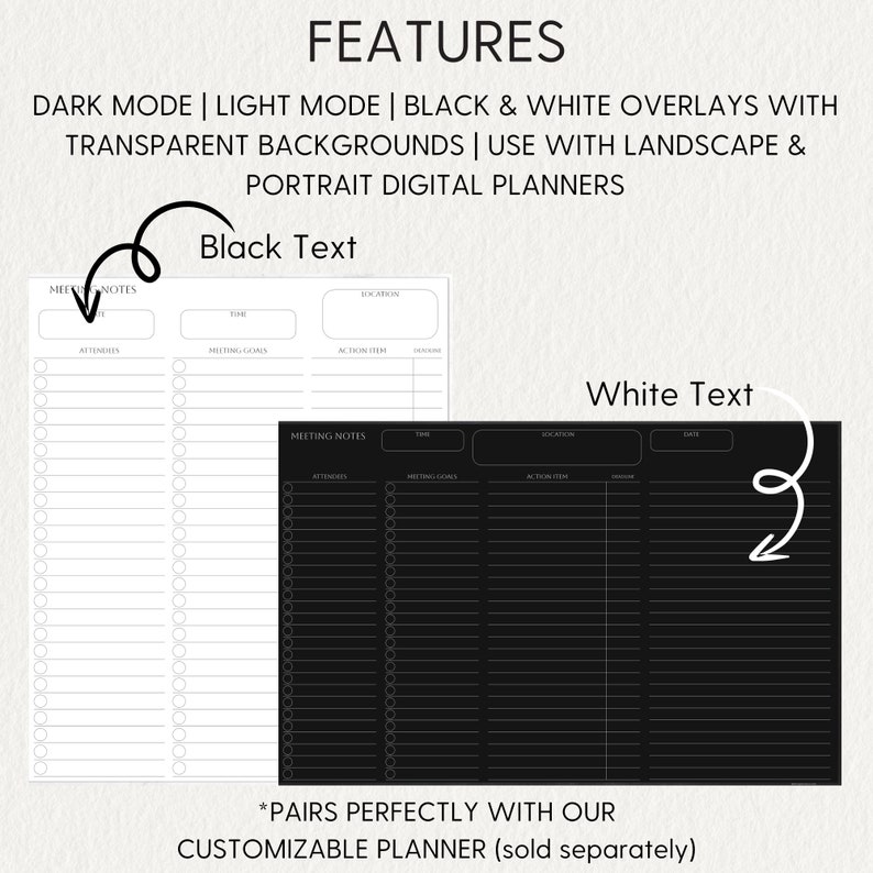 NOTES and LISTS OVERLAYS Stickers for Digital Planners Goodnotes ...