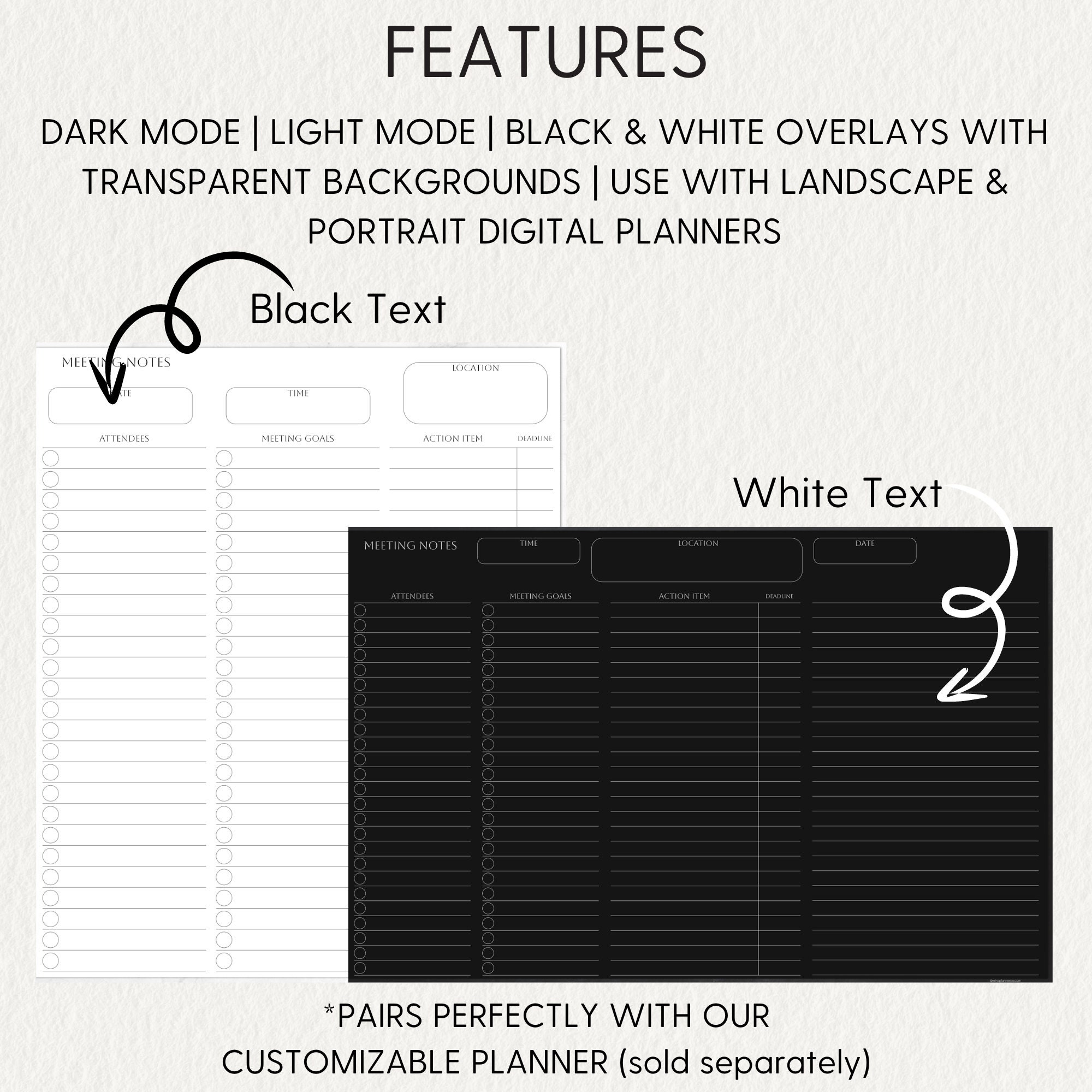 NOTES and LISTS OVERLAYS Stickers for Digital Planners, Goodnotes ...