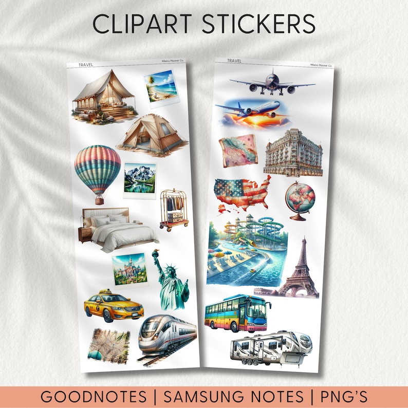 TRAVEL DIGITAL STICKERS, Goodnotes, Samsung Notes Stickerbook, Pre ...