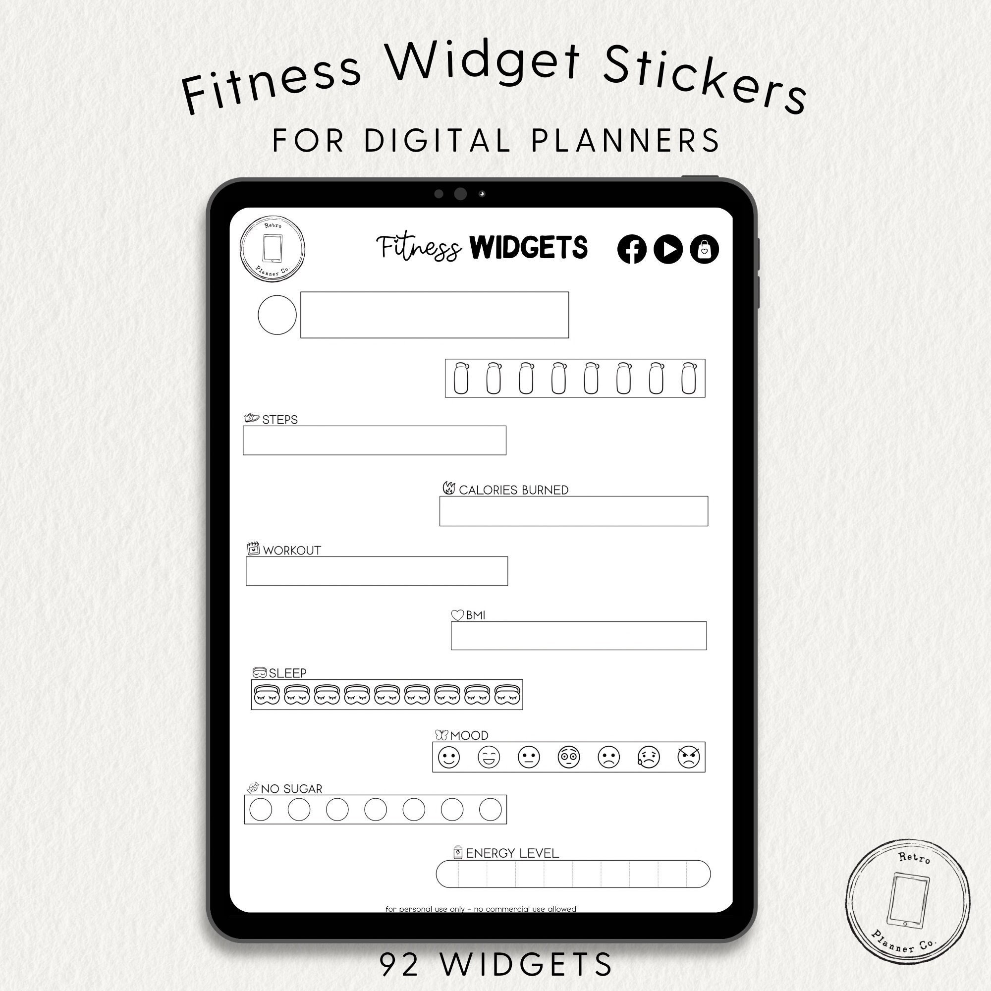 FITNESS WIDGET GOODNOTES Stickers, Workout Tracker Digital Stickers ...