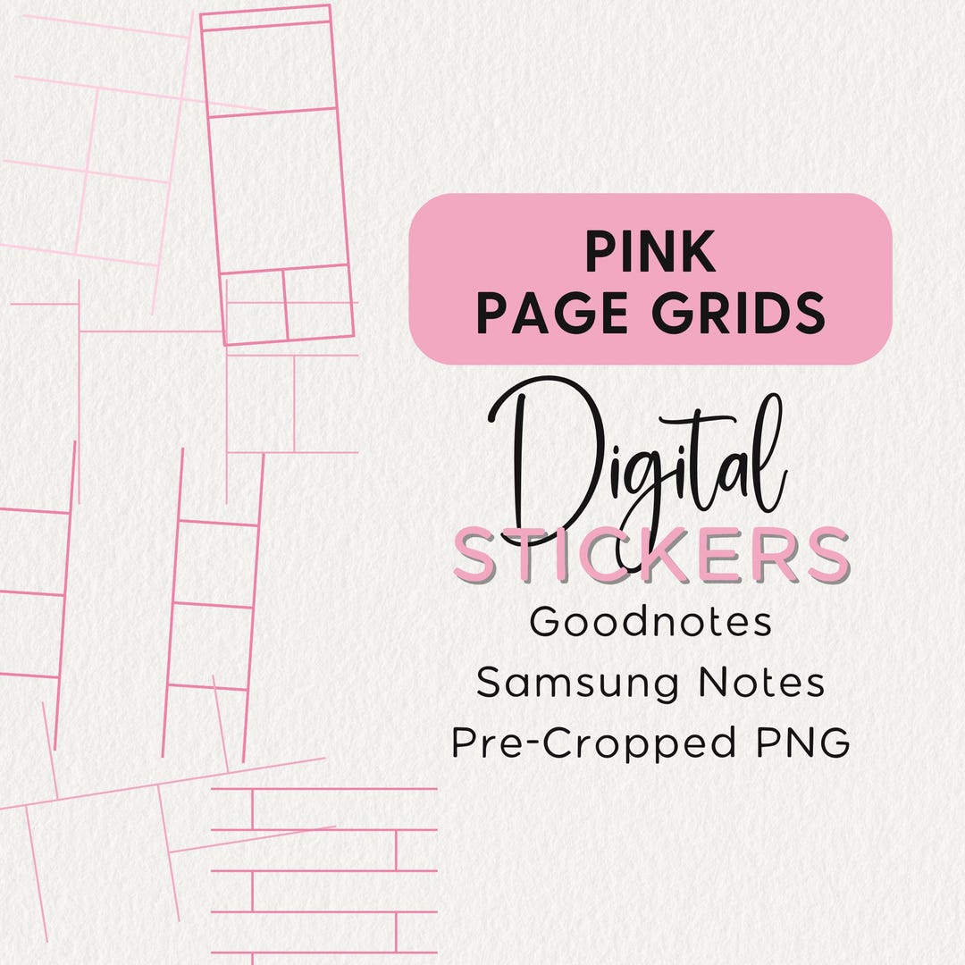 Pink PAGE GRIDS, Goodnotes, Samsung Notes, Png, Elements, Color Box ...