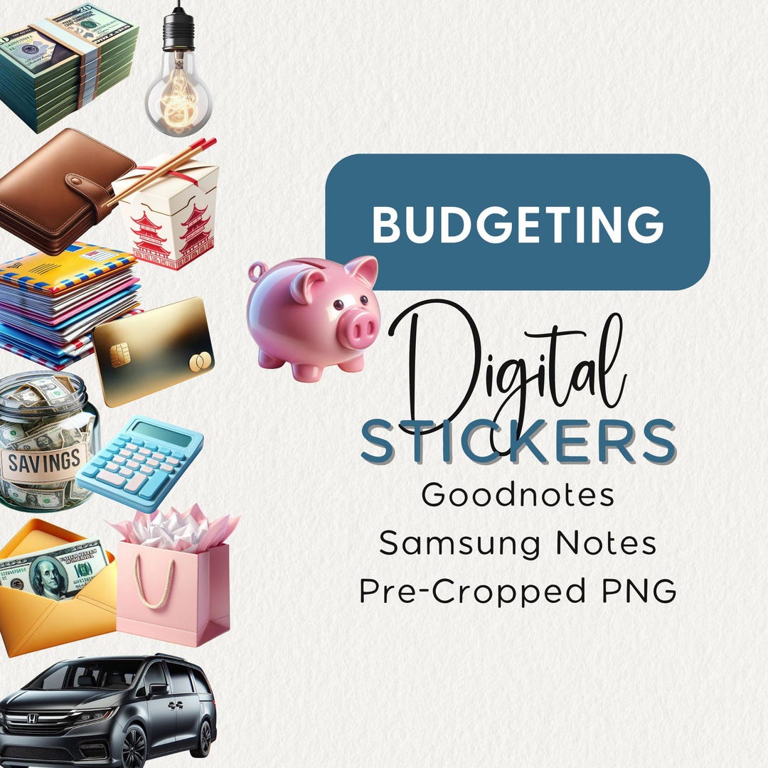 BUDGETING DIGITAL STICKERS, Goodnotes, Pre-cropped Png, Samsung Notes ...
