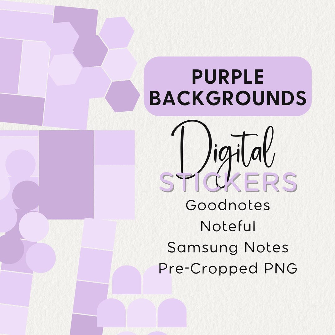Purple Color Blocks and Shape Backgrounds Digital Stickers Noteful ...
