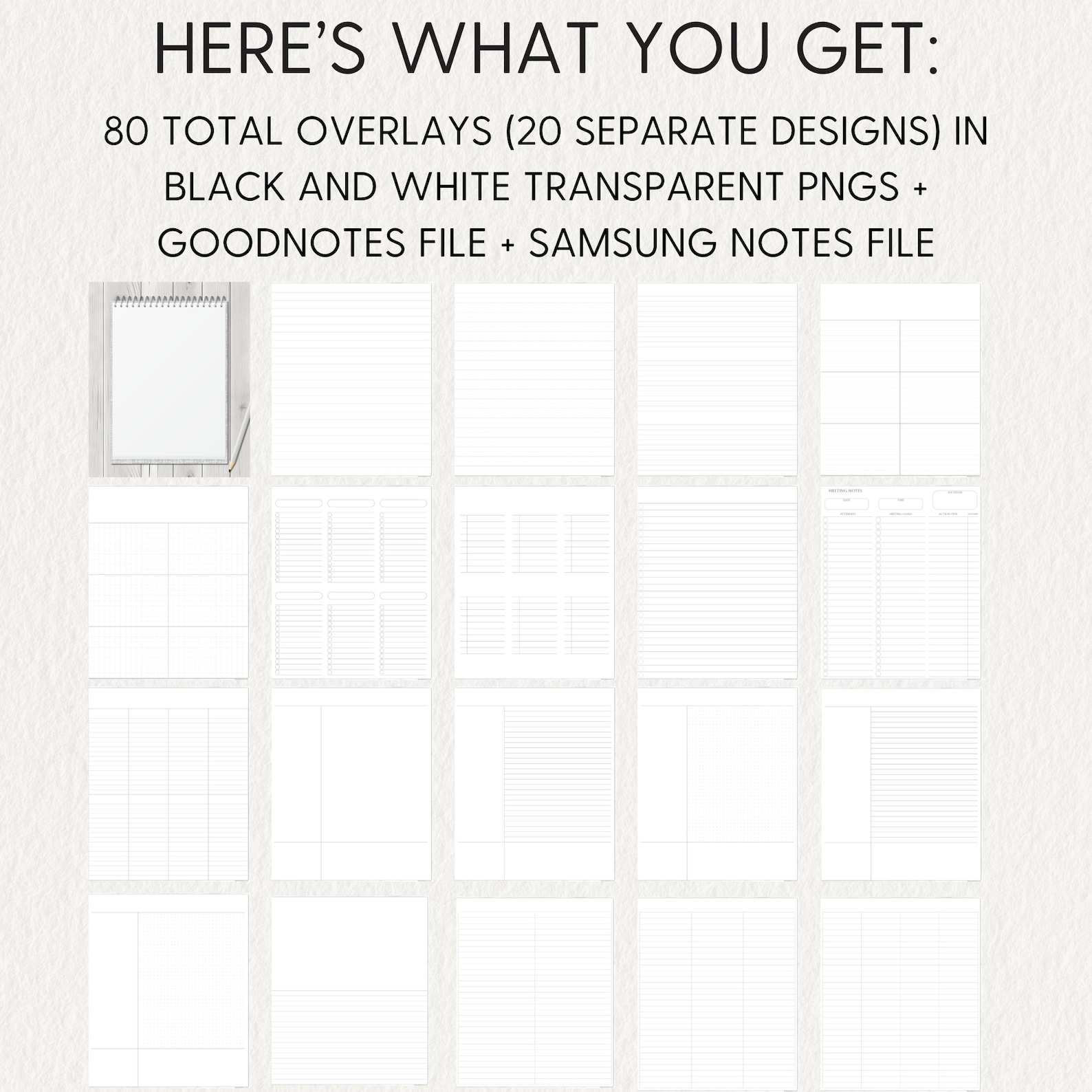 NOTES and LISTS OVERLAYS Stickers for Digital Planners Goodnotes ...