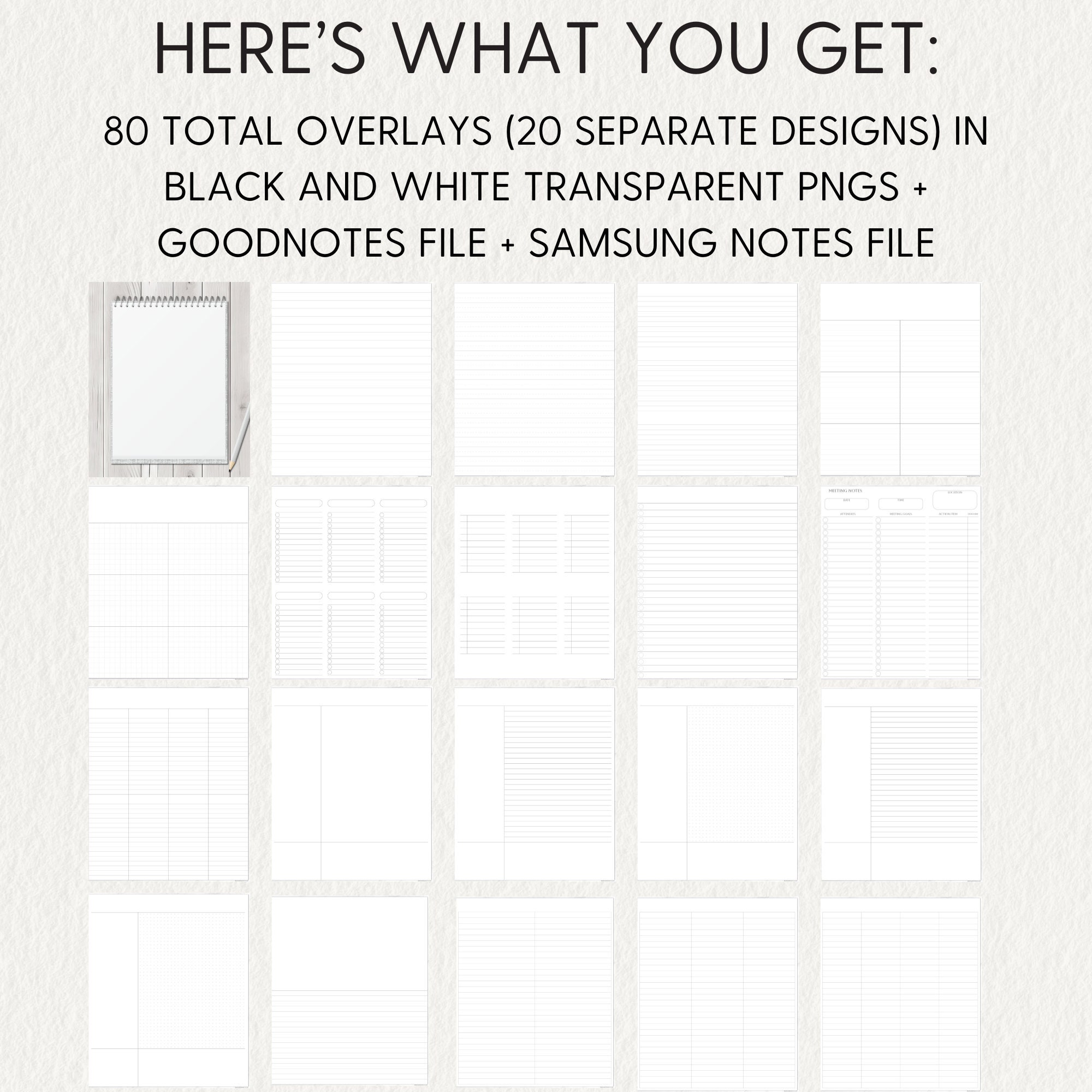 NOTES and LISTS OVERLAYS Stickers for Digital Planners, Goodnotes ...