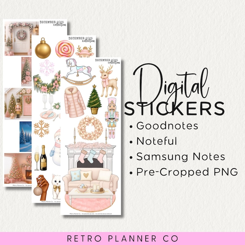 December Digital Planner Stickers Modern Christmas Winter Scrapbook ...