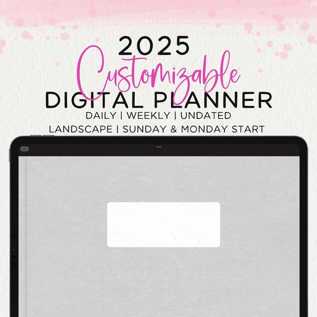 CUSTOMIZABLE DIGITAL PLANNER, Landscape, Undated, Goodnotes, Reusable ...