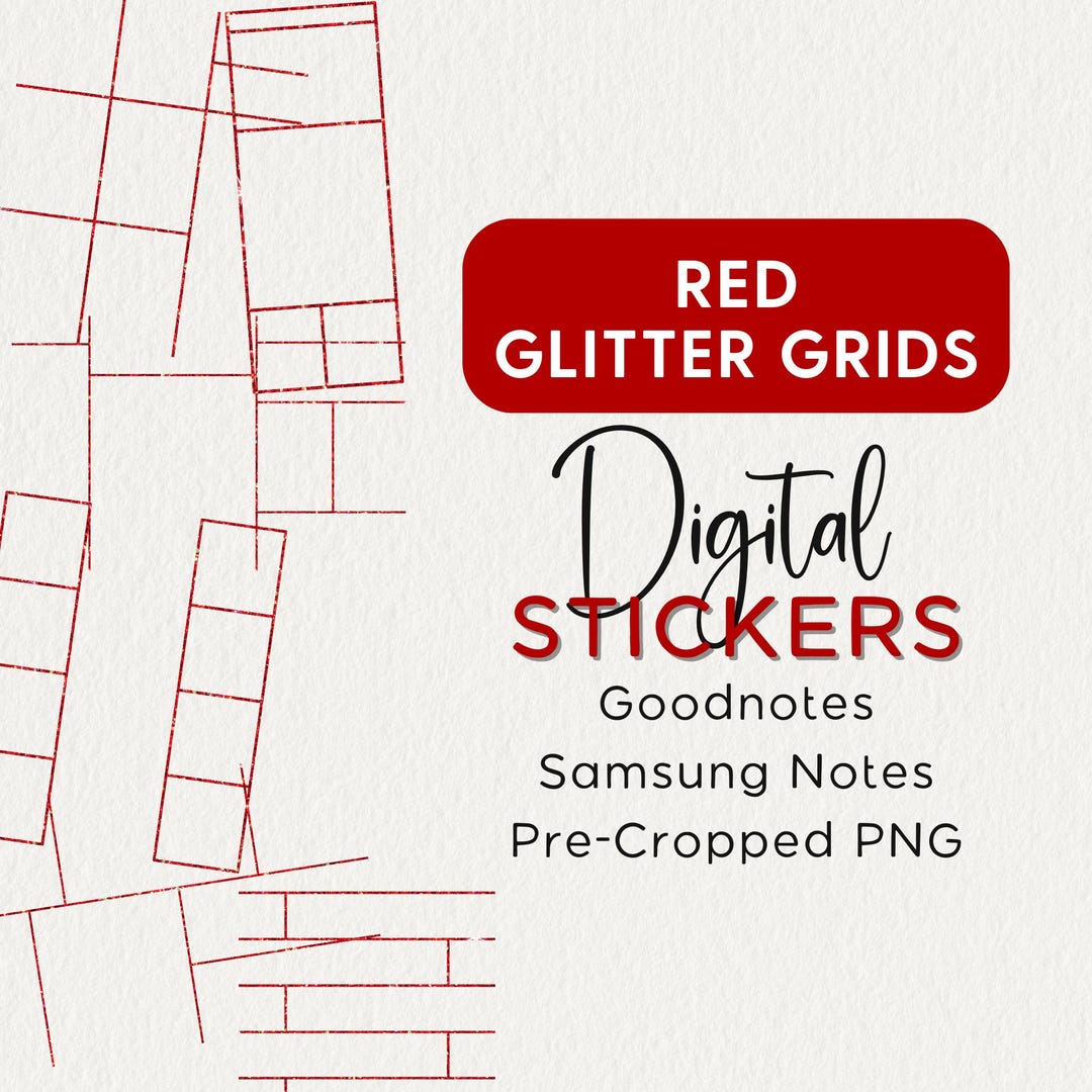 Red GLITTER PAGE GRIDS, Goodnotes, Samsung Notes, Png, Elements, Color ...