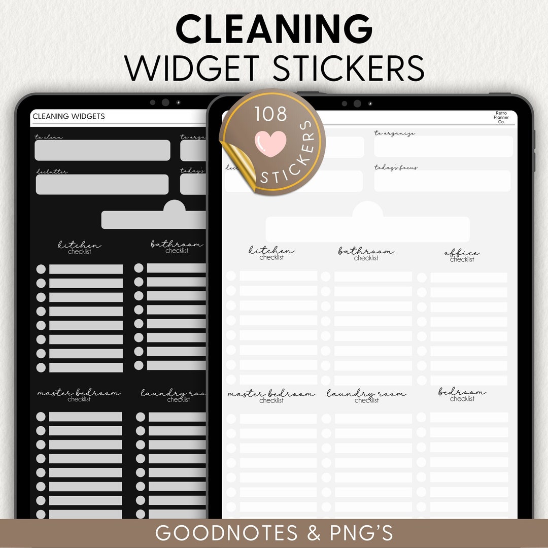 CLEANING WIDGETS Digital Planner Stickers Goodnotes Noteful Samsung ...