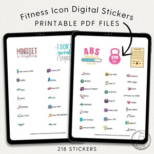 FITNESS DIGITAL STICKERS Icons, January Monthly Kit, Goodnotes Noteful ...