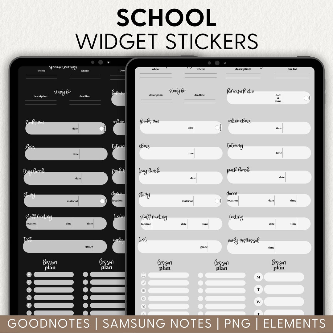 SCHOOL WIDGETS Digital Planner Stickers Goodnotes Noteful Samsung Notes ...