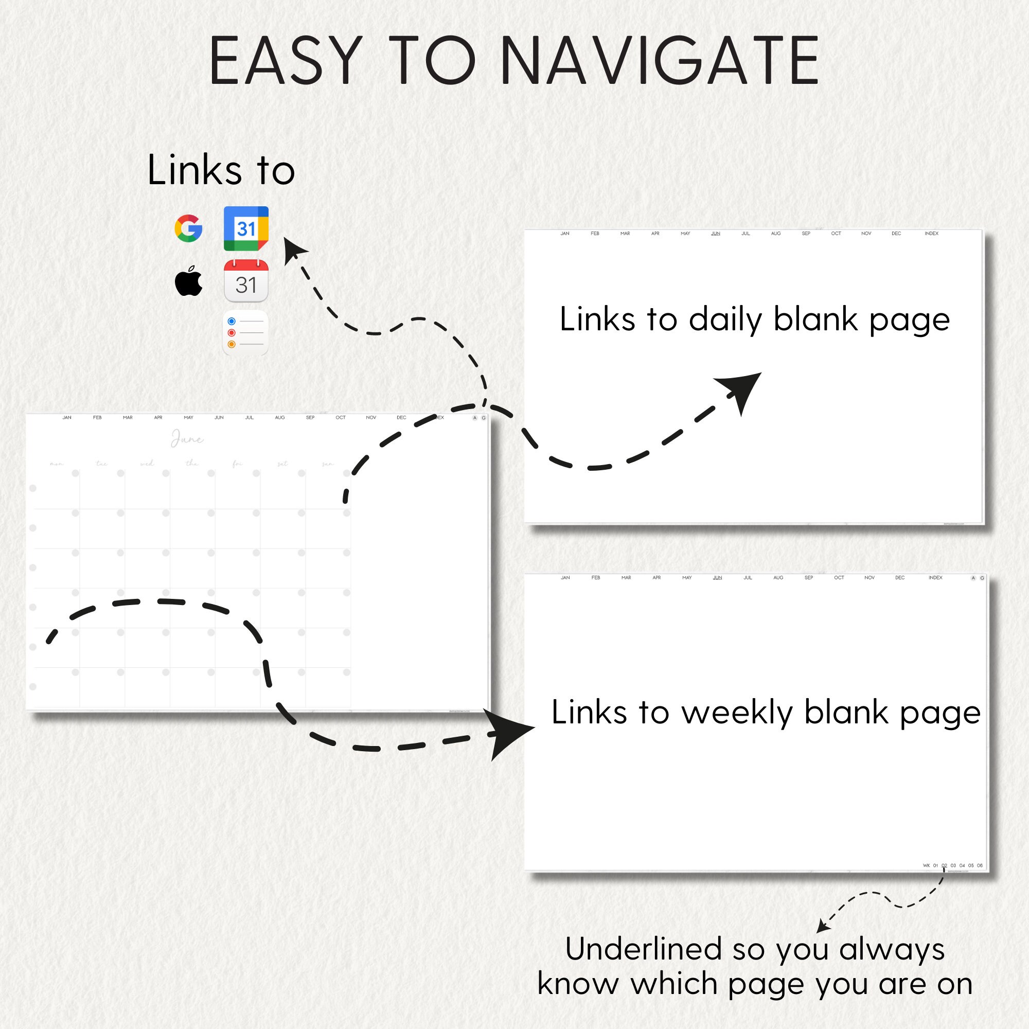 CUSTOMIZABLE DIGITAL PLANNER, Landscape, Undated, Goodnotes, Reusable ...