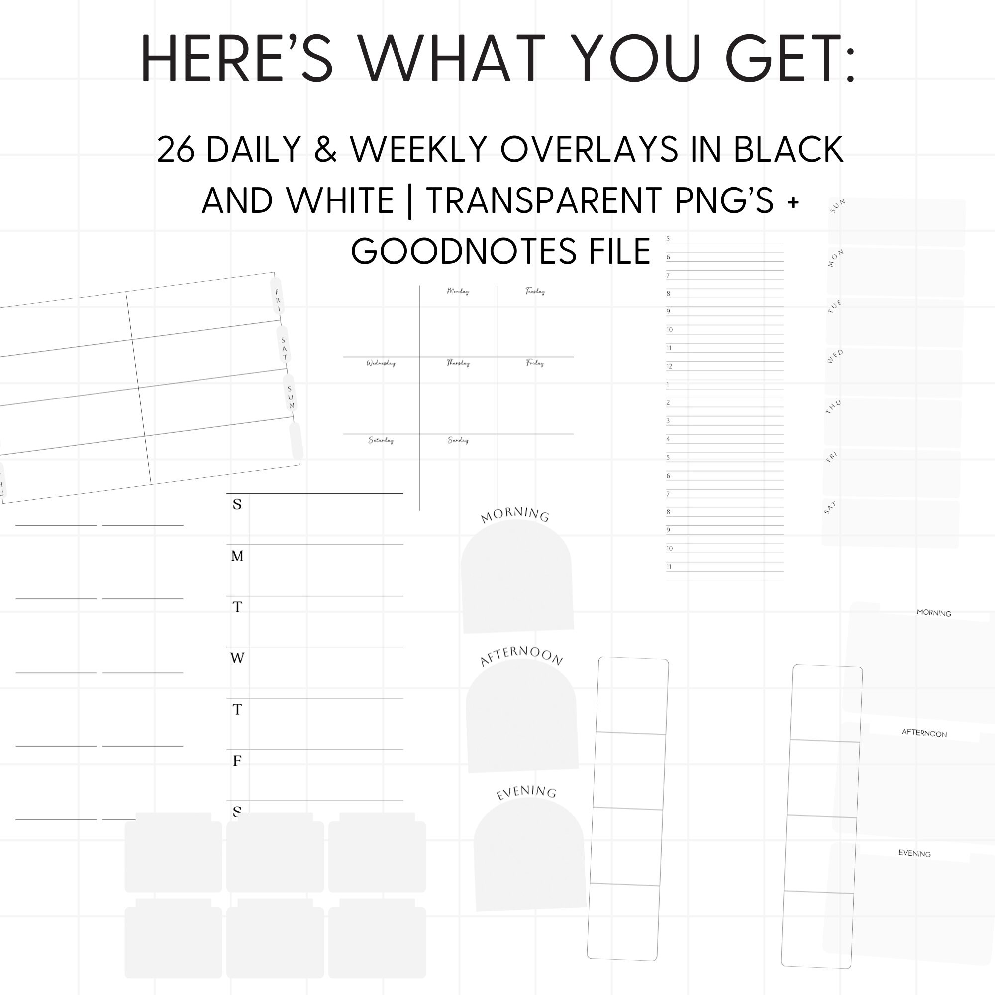 WEEKLY OVERLAYS for DIGITAL Planners Templates Customizable Build Your ...