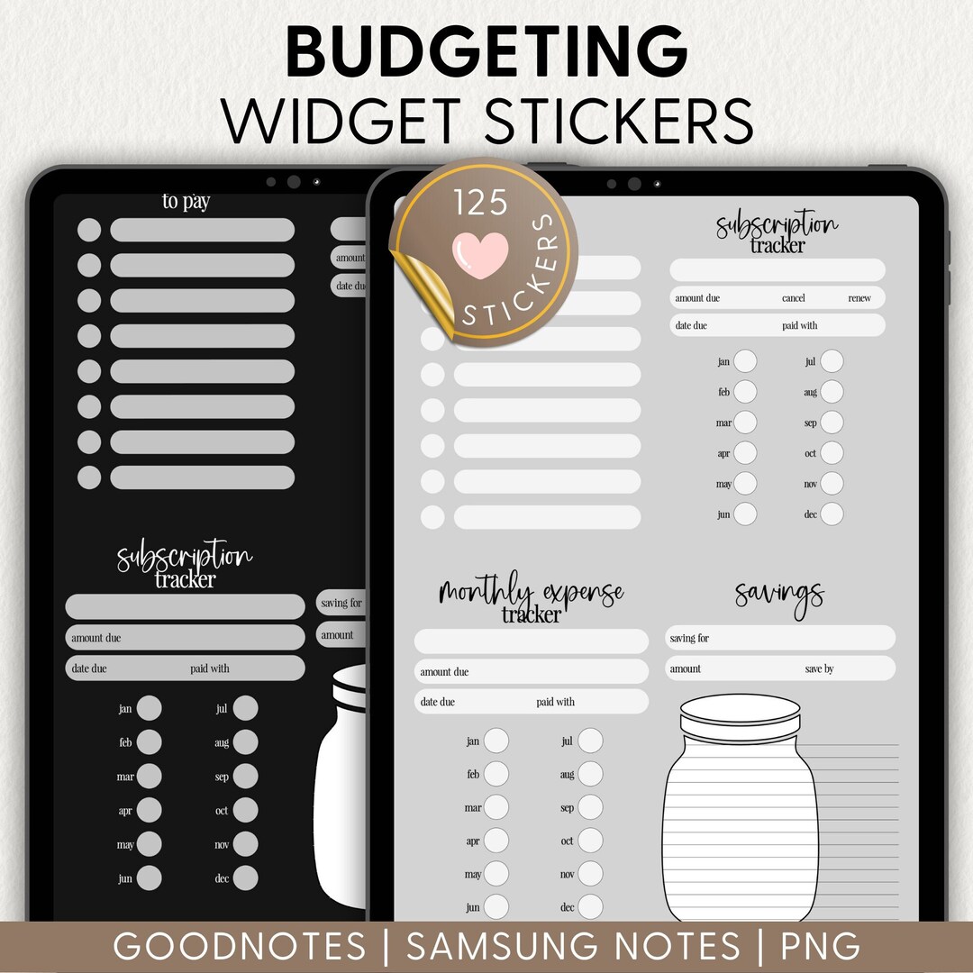BUDGETING WIDGETS, Goodnotes, DIGITAL Stickers, Samsung Notes ...
