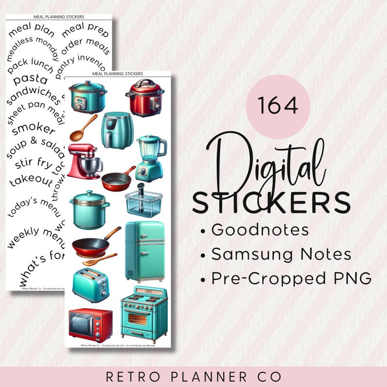 MEAL PLANNING Digital Planner Stickers Noteful Goodnotes Samsung Notes ...
