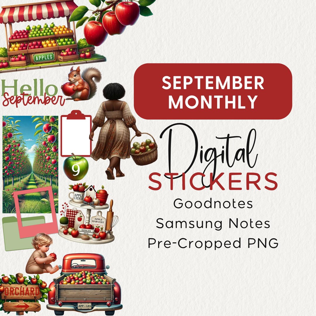 SEPTEMBER DIGITAL STICKERS Noteful Goodnotes Sticker Book Samsung Notes ...
