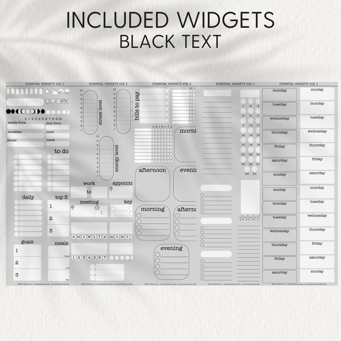 ESSENTIAL WIDGETS VOL 2, Digital Planner Stickers Goodnotes Noteful ...