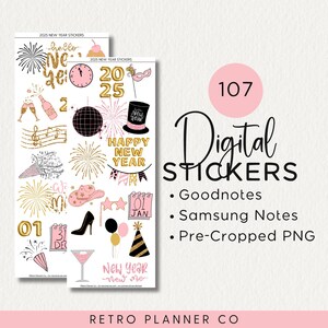 2025 NEW YEAR Digital Stickers, January Monthly Kit, Goodnotes, Samsung ...