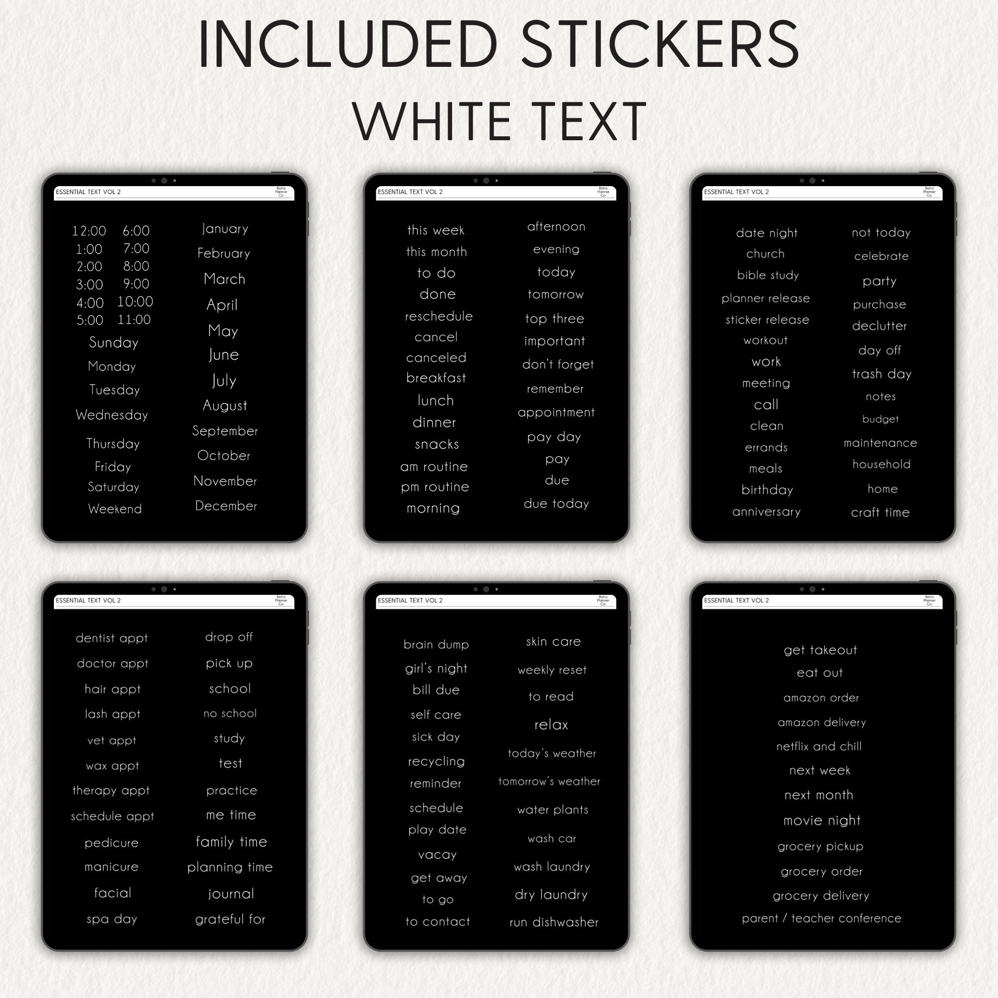 Planner WORDS DIGITAL STICKERS Vol 2 Noteful Everyday Text for Digital ...