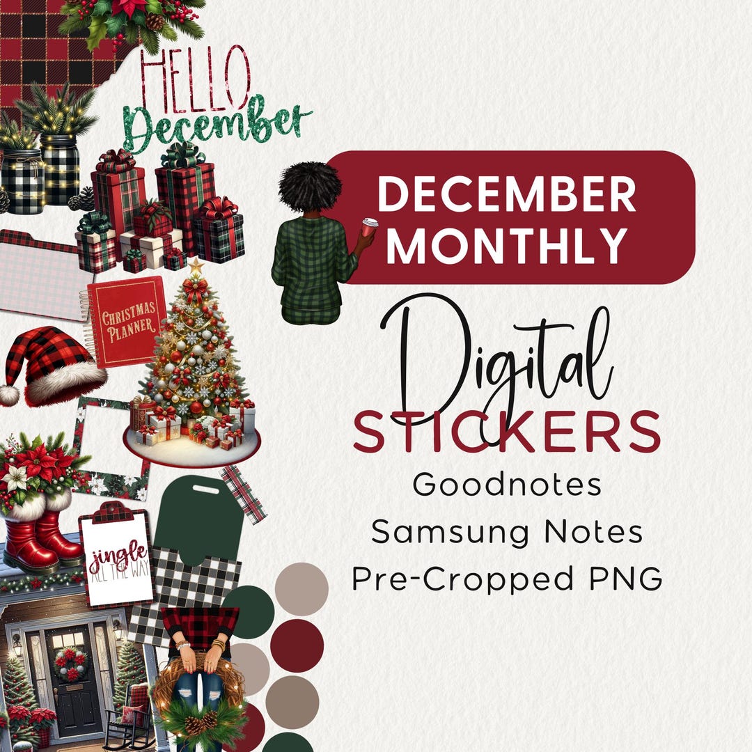 DECEMBER DIGITAL STICKERS, Goodnotes, Samsung Notes, Png, Winter ...