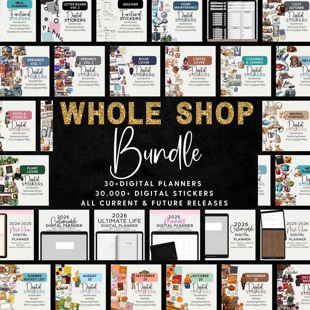 Digital Planner 2026 Stickers Customizable Whole Shop Bundle - Etsy