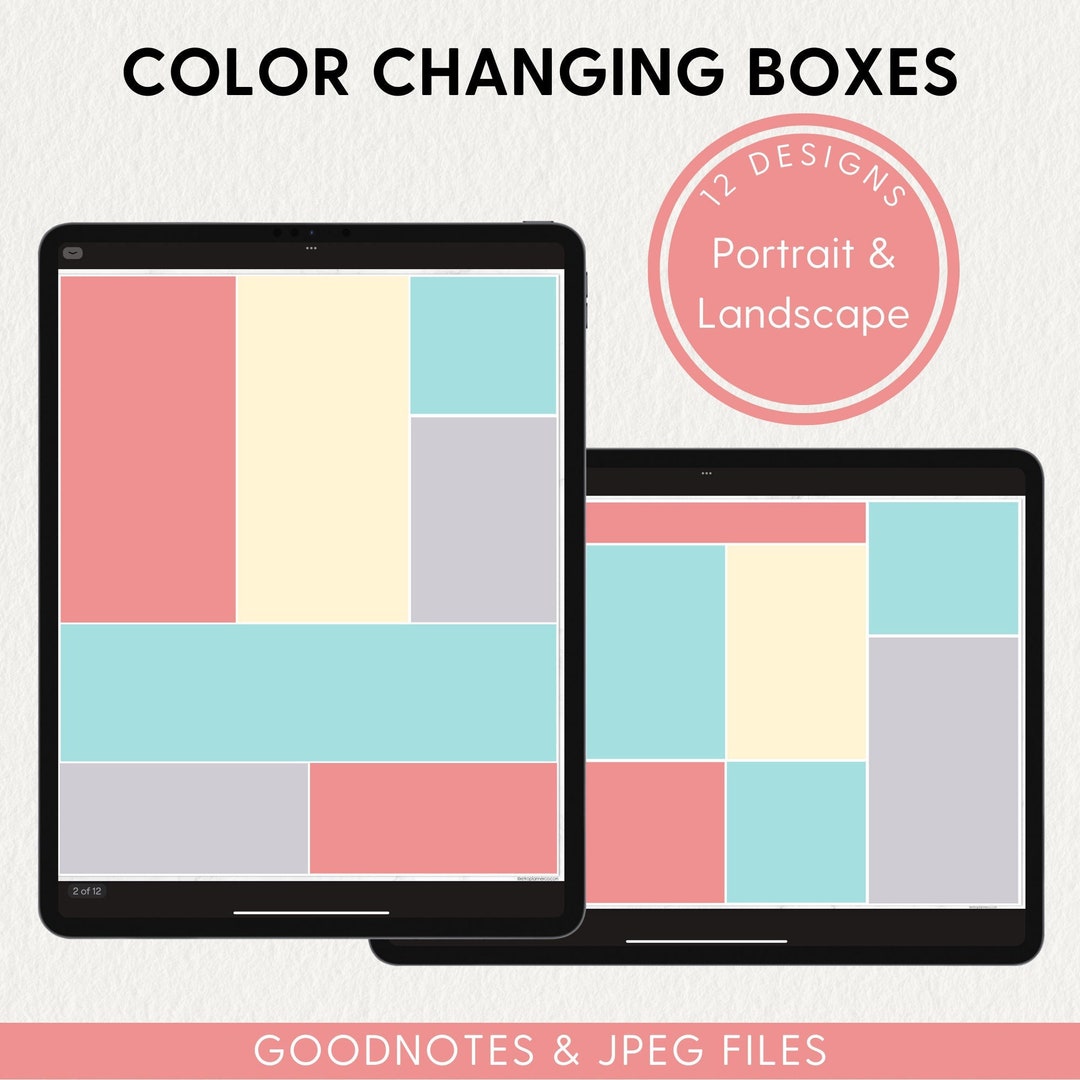GOODNOTES COLOR CHANGING Boxes, Portrait, Landscape, Customizable ...