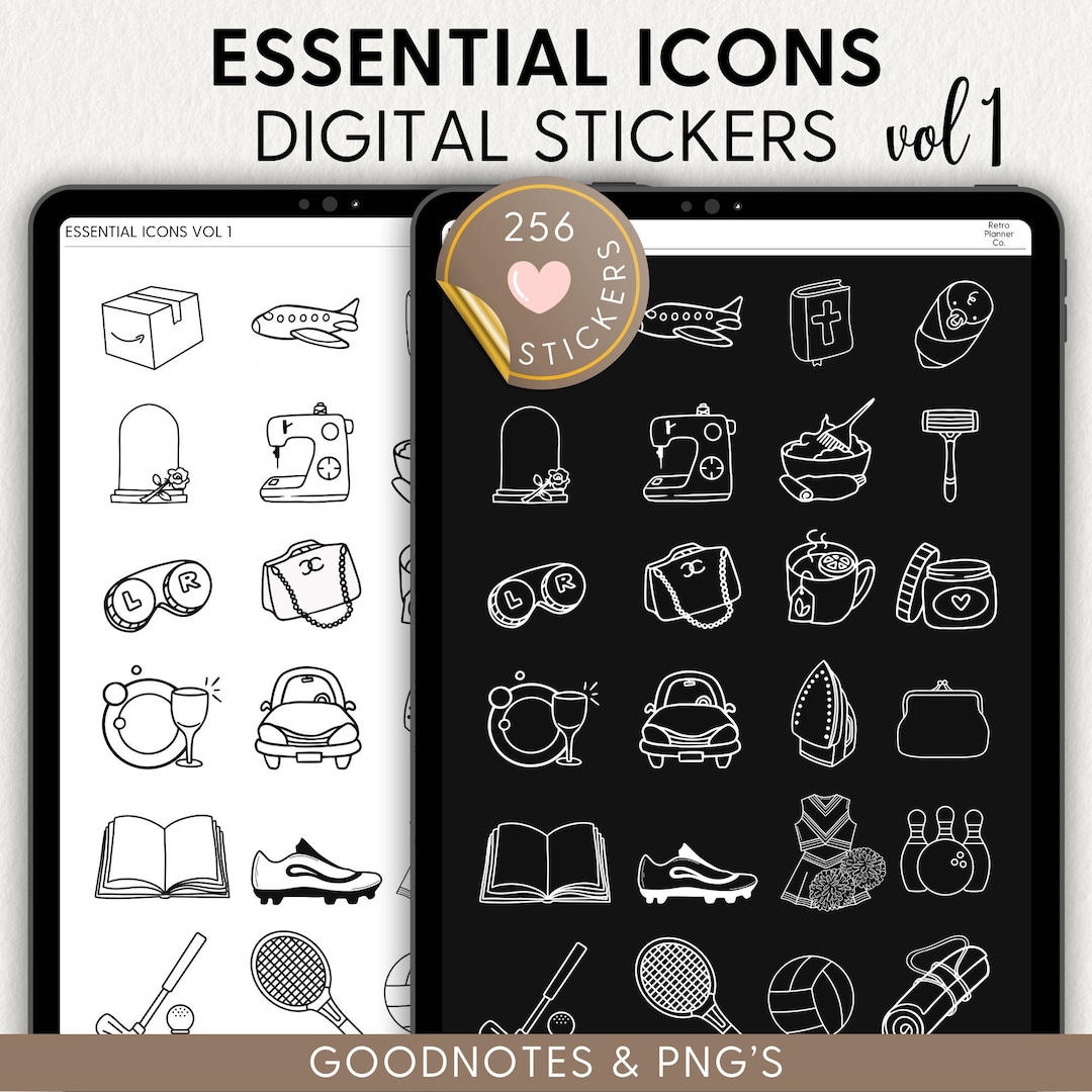 ESSENTIAL ICONS Goodnotes Stickers, Digital Planning, Daily Life ...