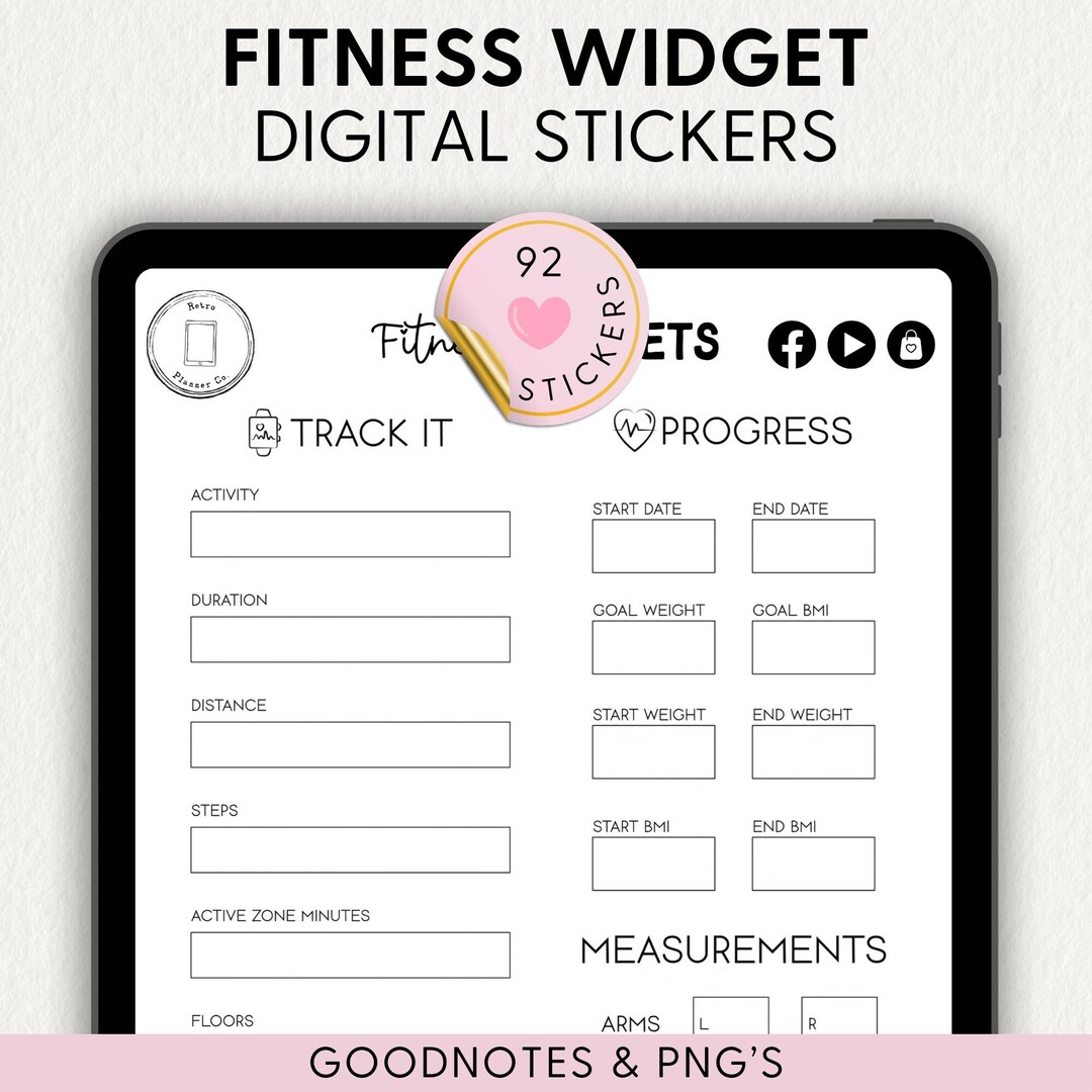FITNESS WIDGET GOODNOTES Stickers, Workout Tracker Digital Stickers ...