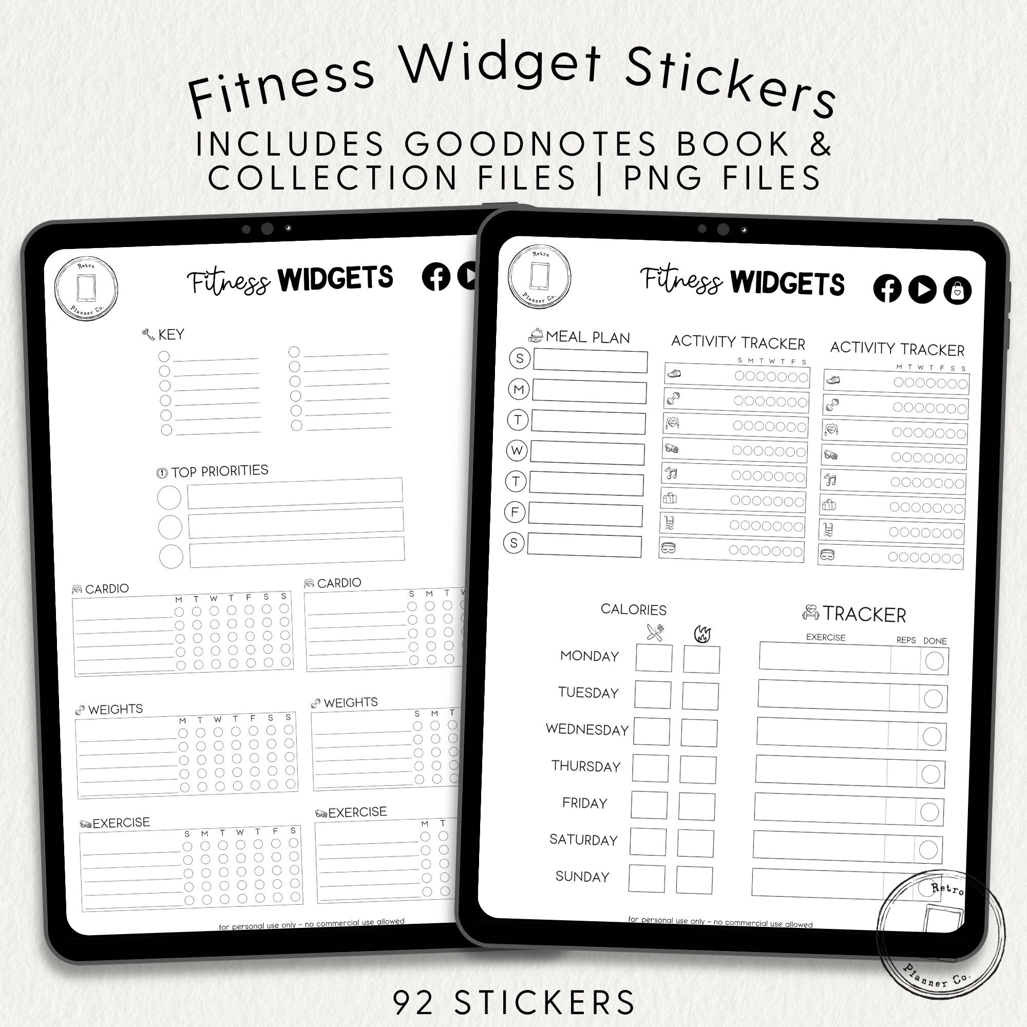 FITNESS WIDGET GOODNOTES Stickers, Workout Tracker Digital Stickers ...