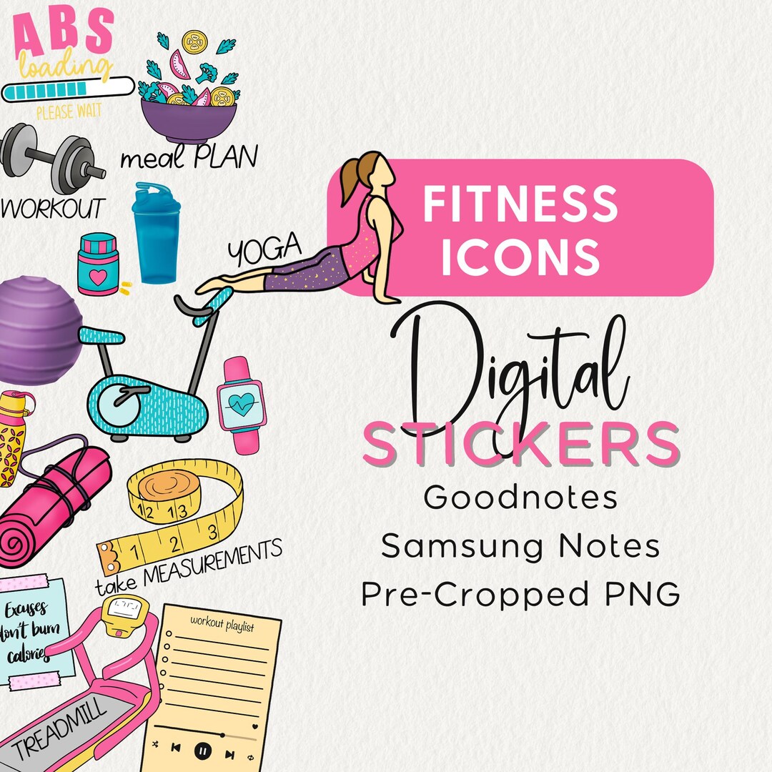 FITNESS DIGITAL STICKERS Icons, January Monthly Kit, Goodnotes, Pre ...