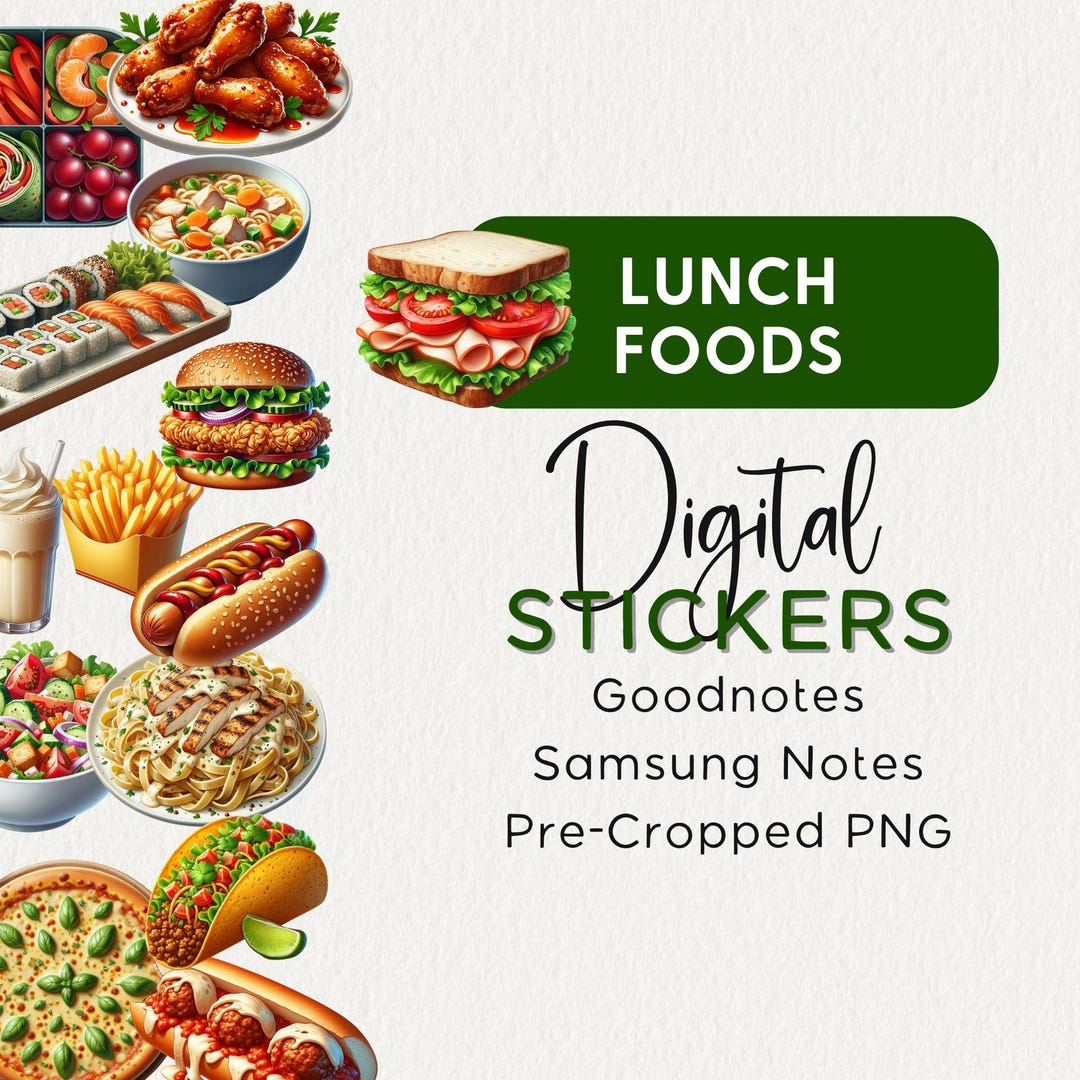 LUNCH FOODS STICKERS for Digital Planners Noteful Goodnotes Samsung ...