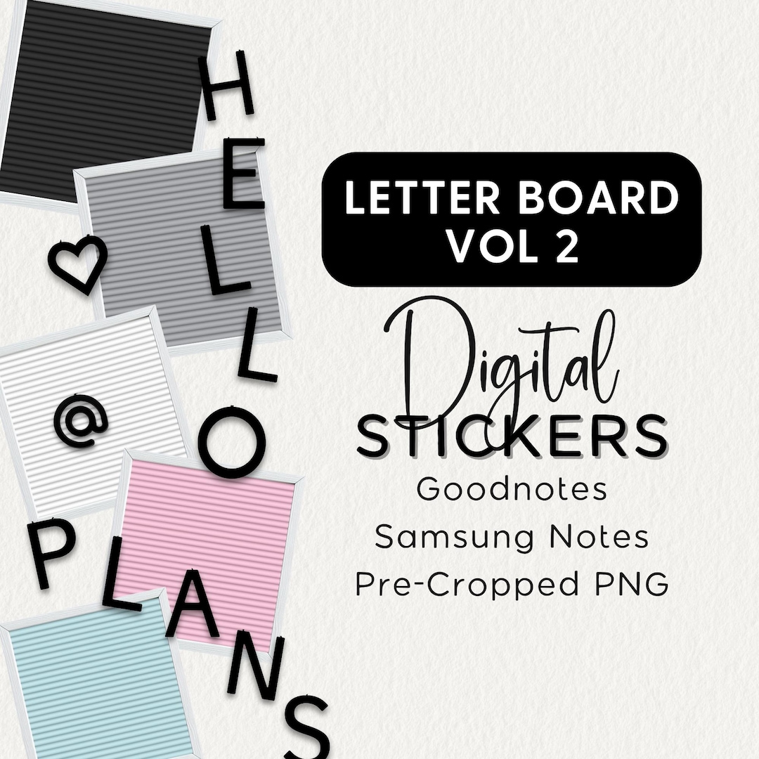 LETTER BOARD Digital STICKERS Vol 2 Noteful Goodnotes Samsung Notes Png ...