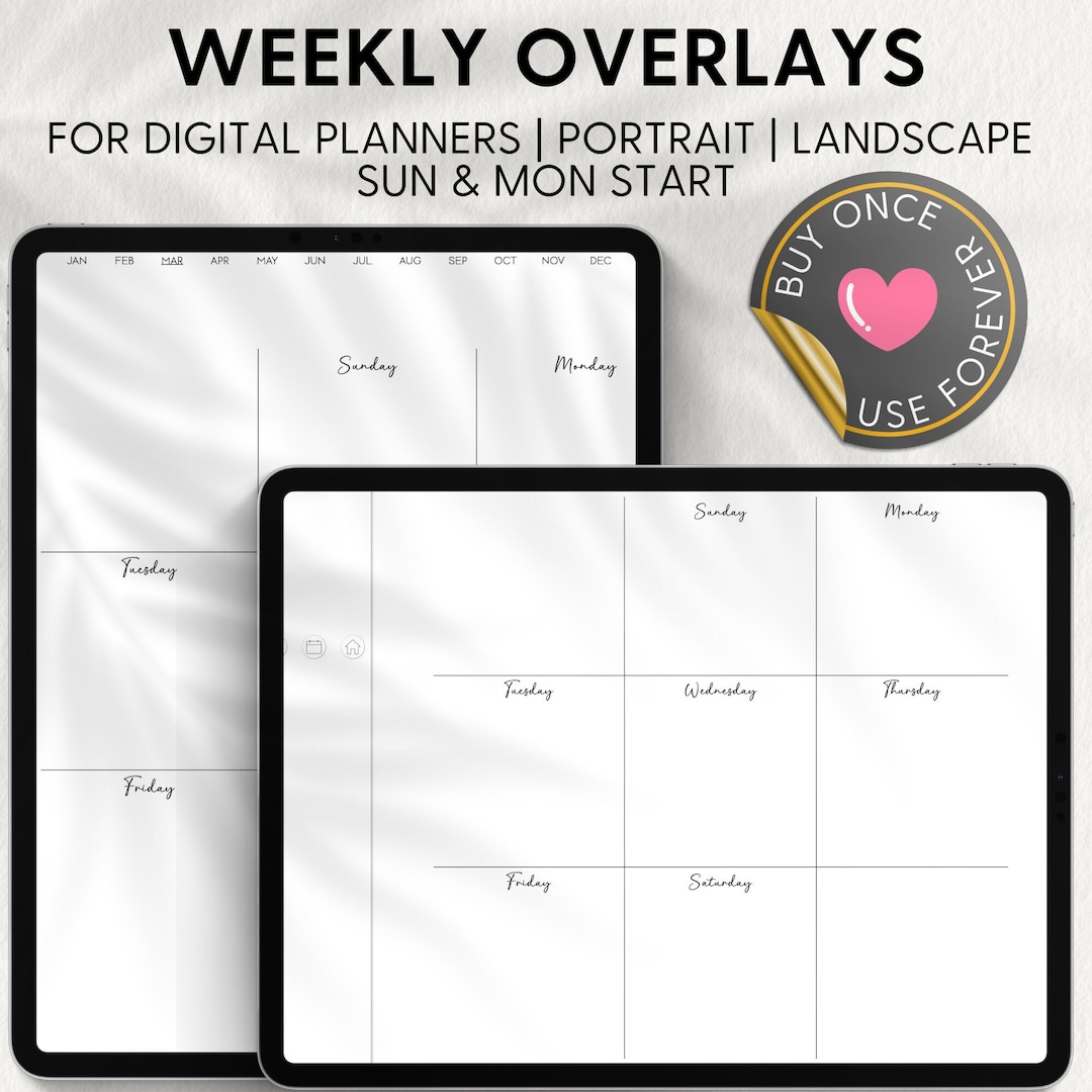 WEEKLY OVERLAYS for DIGITAL Planners Templates Customizable Build Your ...