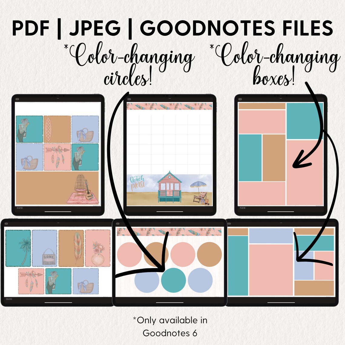 Pre-decorated DIGITAL PLANNER PAGES Boho Summer Noteful Goodnotes ...
