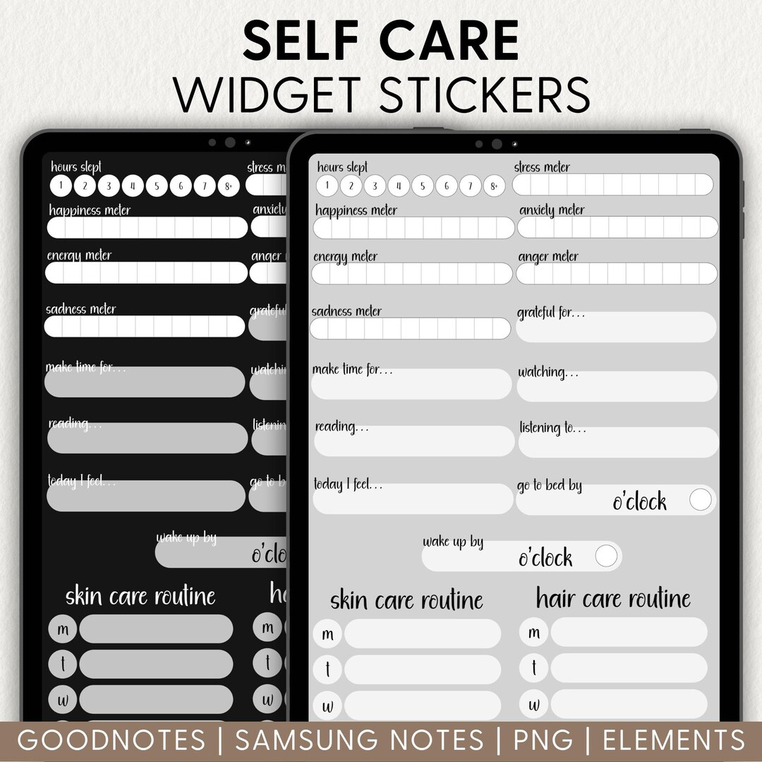 SELF CARE WIDGETS, Goodnotes, Elements, Digital Stickers, Samsung Notes ...