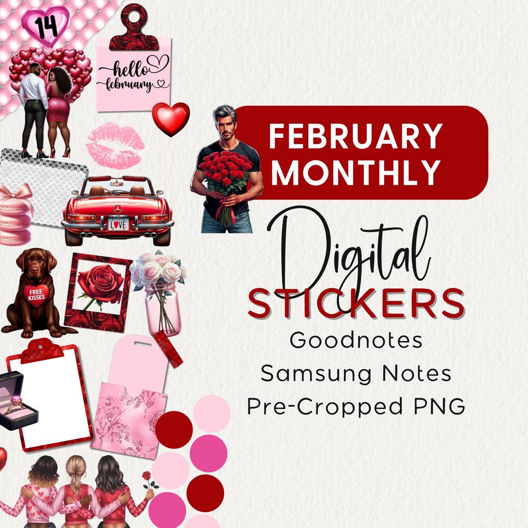 FEBRUARY DIGITAL STICKERS Noteful Goodnotes Samsung Notes Png ...