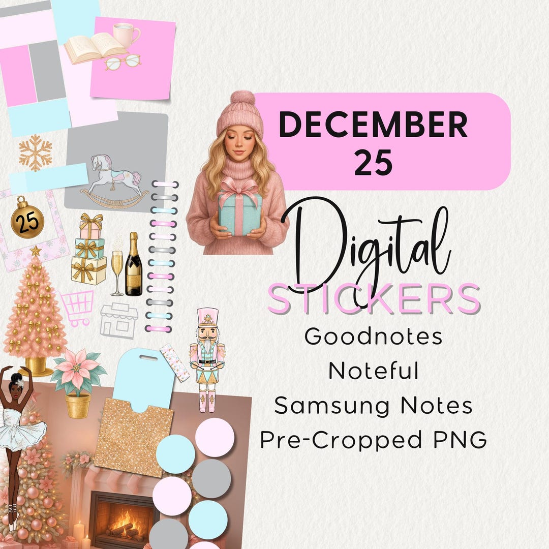 December Digital Planner Stickers Modern Christmas Winter Scrapbook ...
