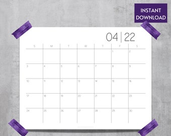 April Editable Calendar | Etsy