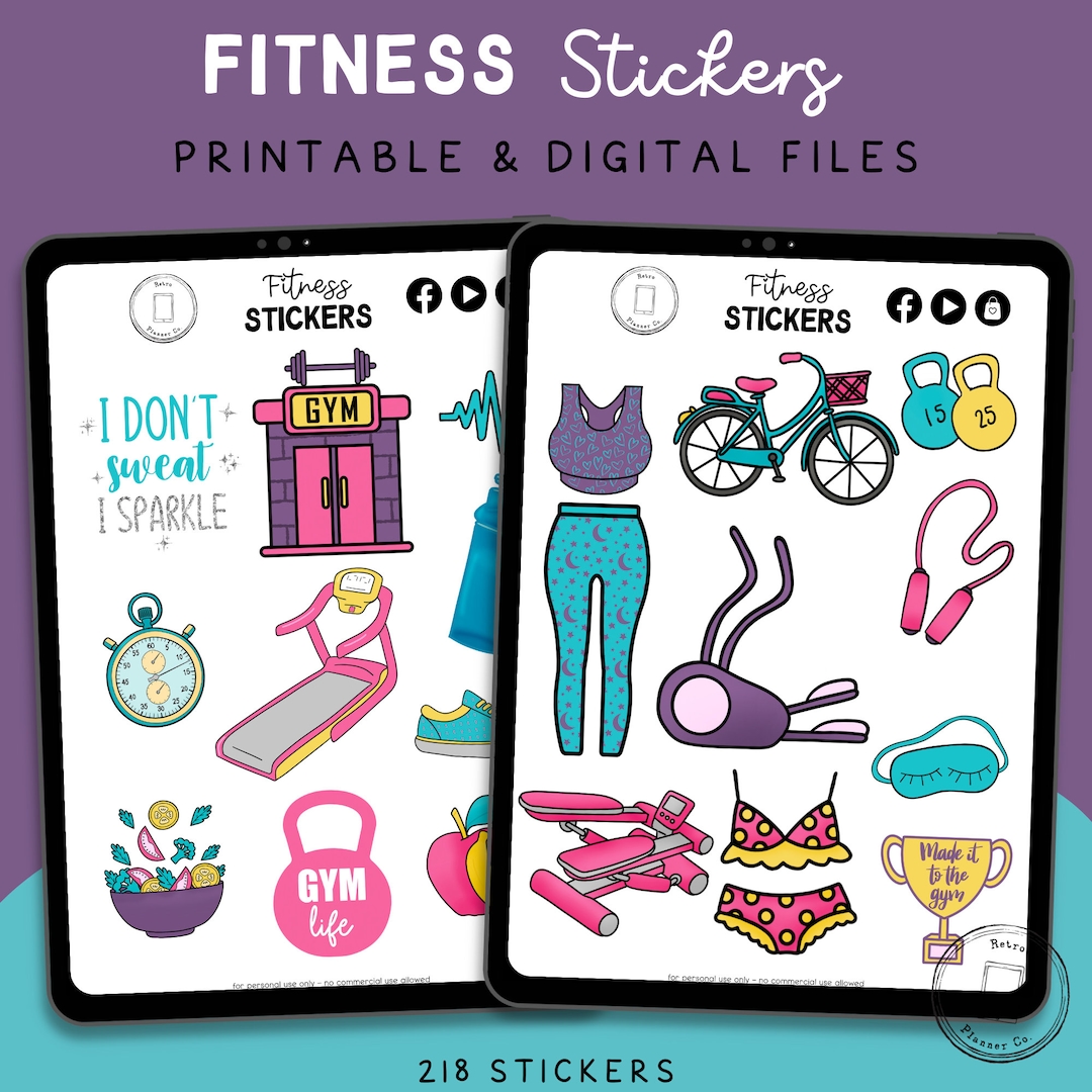 FITNESS DIGITAL STICKERS Icons January Monthly Kit - Etsy