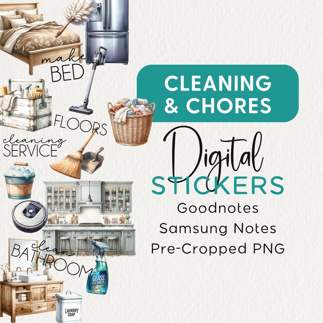 CLEANING Digital Planner Stickers Chores Goodnotes Noteful Png - Etsy