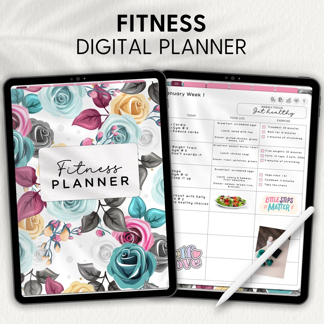 DIGITAL FITNESS PLANNER, Glow Up, Undated Workout Health Fitness ...