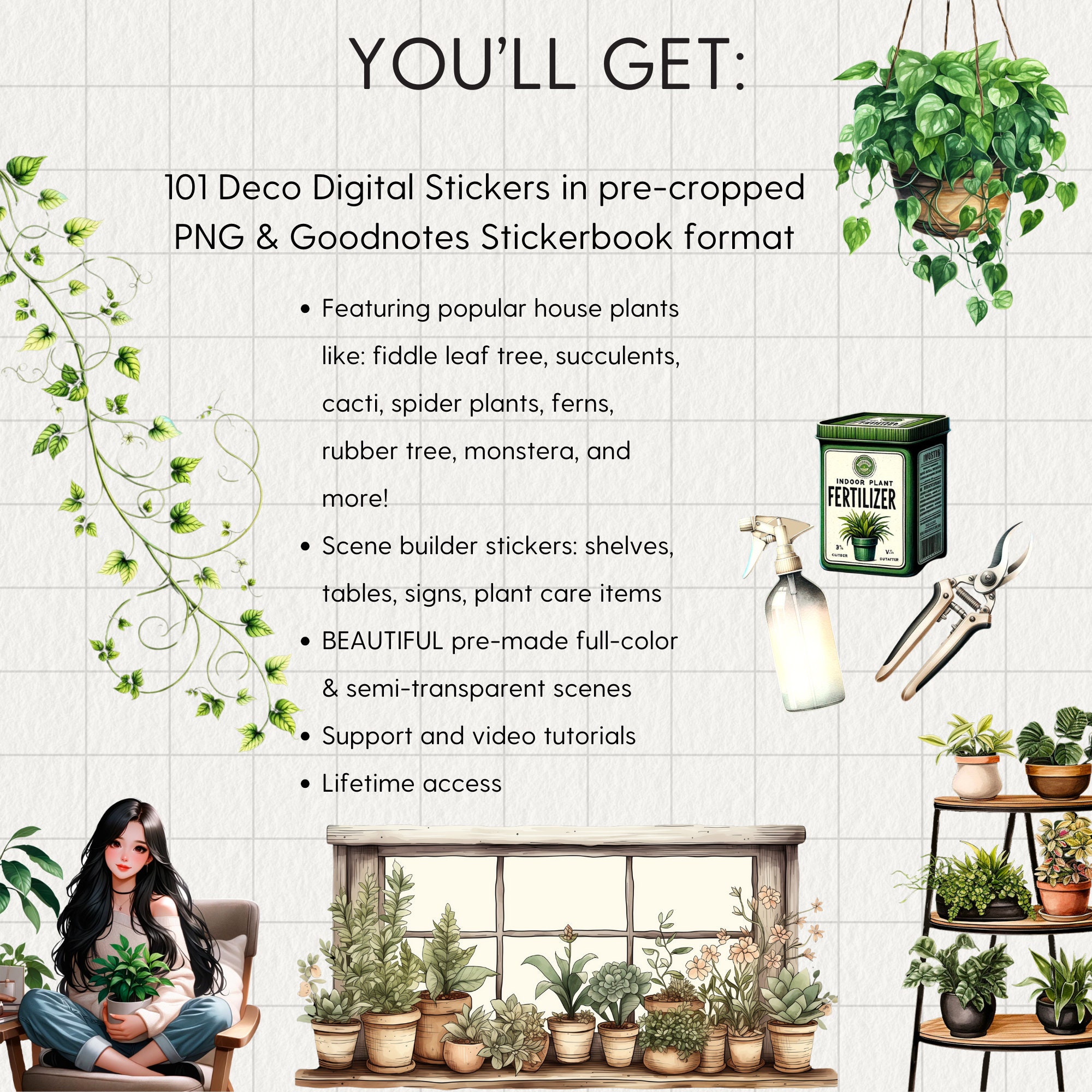 PLANTS Digital Planner Stickers Goodnotes Noteful Samsung Notes Png ...