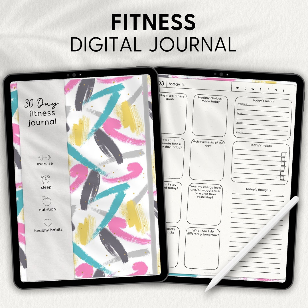 DIGITAL FITNESS JOURNAL, 30 Day Guided Journal for Goodnotes Pdf ...